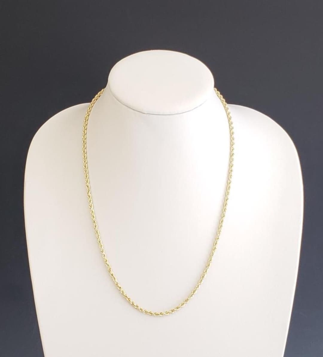 Heavy 22 1/4" Peruvian 10K Solid Yellow Gold French Rope Link Pendant ...