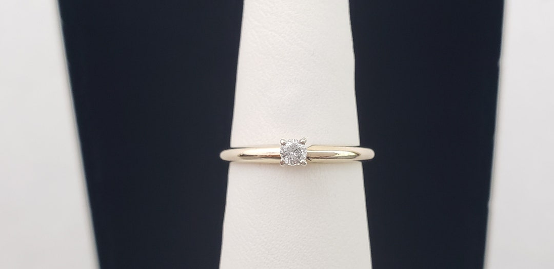 Estate 14K Gold Genuine Diamond Round Cut Wedding Engagement Ring Size ...