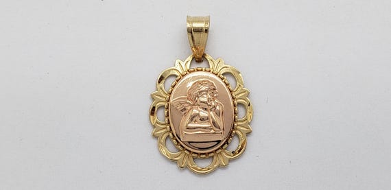 Estate 14K Solid Gold Angel of God Prayer Religious C… - Gem