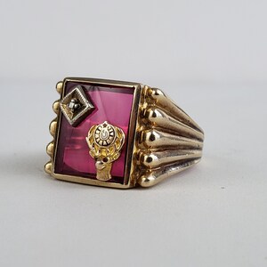Vintage Men's 10K Gold Ruby & Diamond Elk's BPOE Ring - Etsy