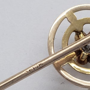 Antique Edwardian 10K Yellow Gold Diamond Stick Pin Filigree Setting ...