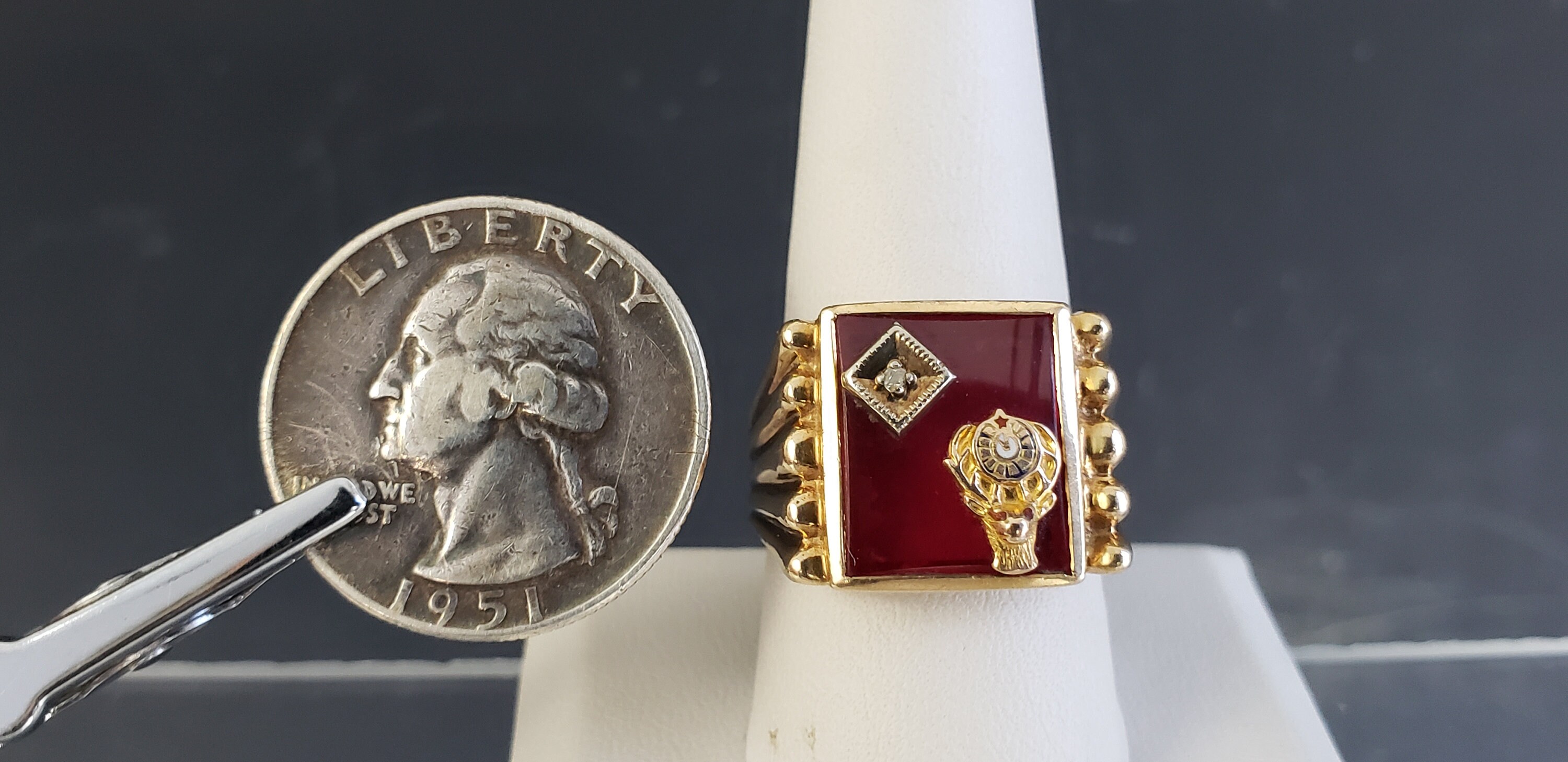 Vintage Men's 10K Gold Ruby & Diamond Elk's BPOE Ring | Etsy