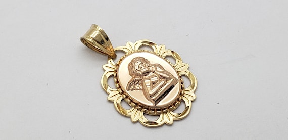 Estate 14K Solid Gold Angel of God Prayer Religious C… - Gem