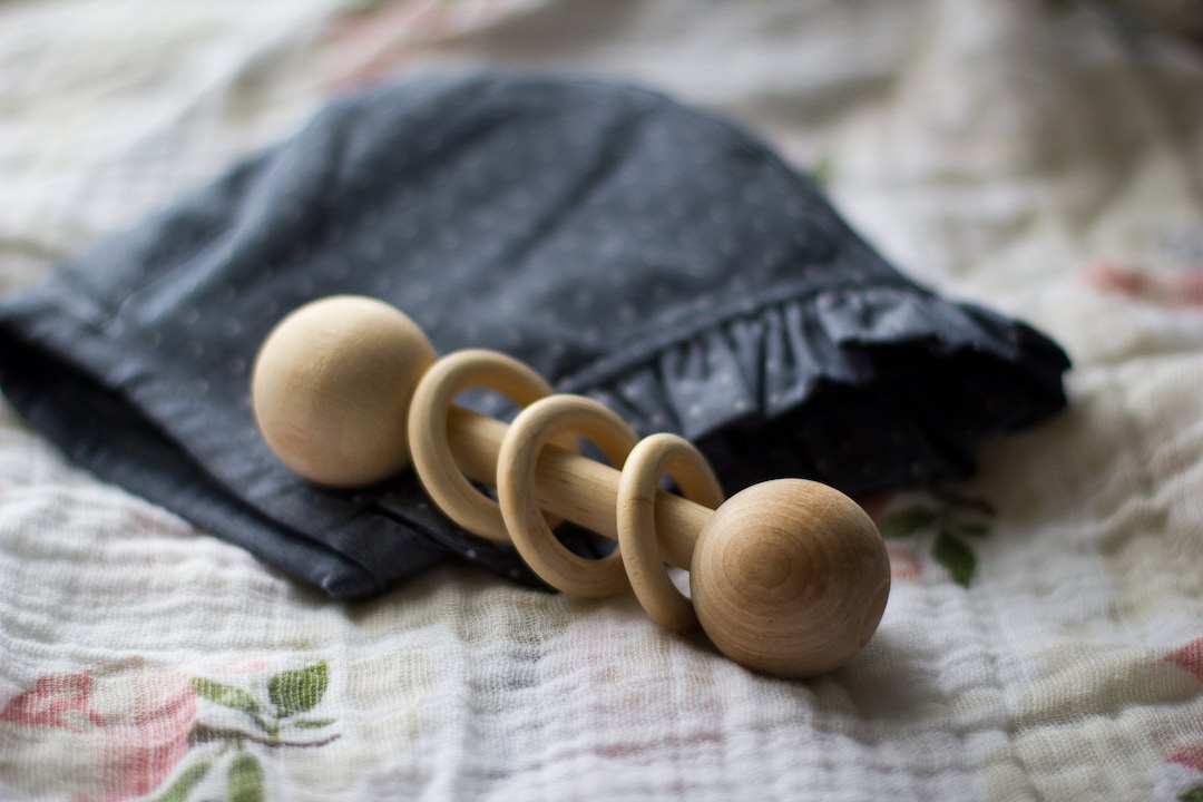 Handmade Wooden Baby Rattle: All Natural Teething Toy - Etsy