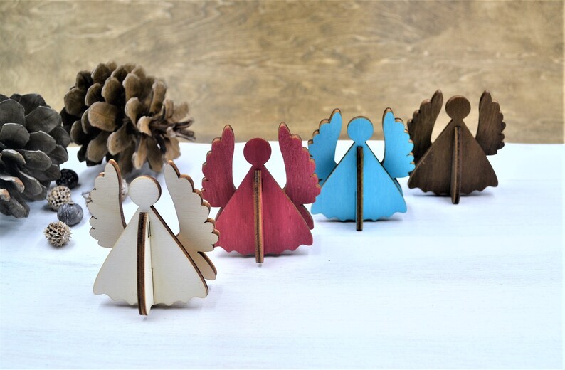 Wood Ornament Guardian Angel Christmas Tree decor Holiday | Etsy
