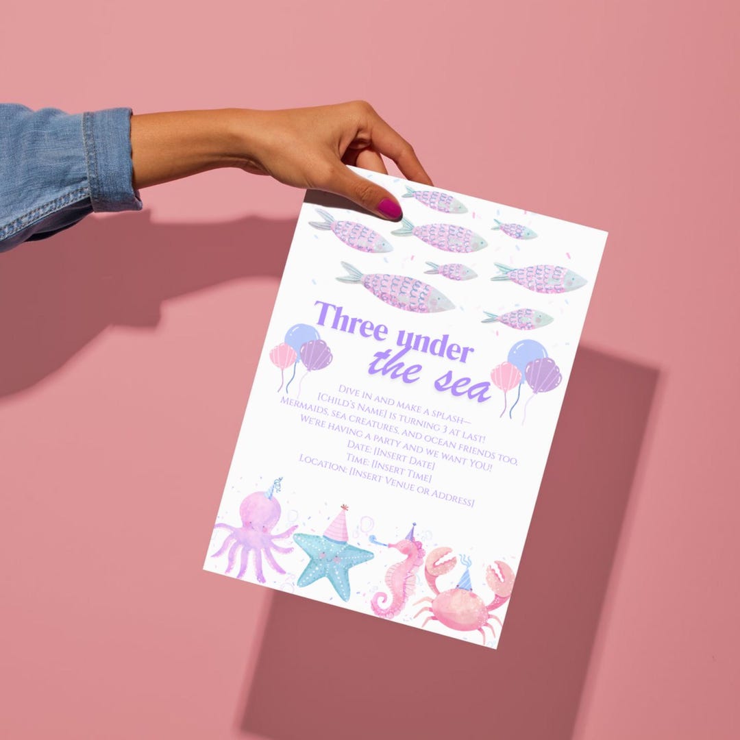 Editable Under the Sea Birthday Invitation | Three-third Birthday ...