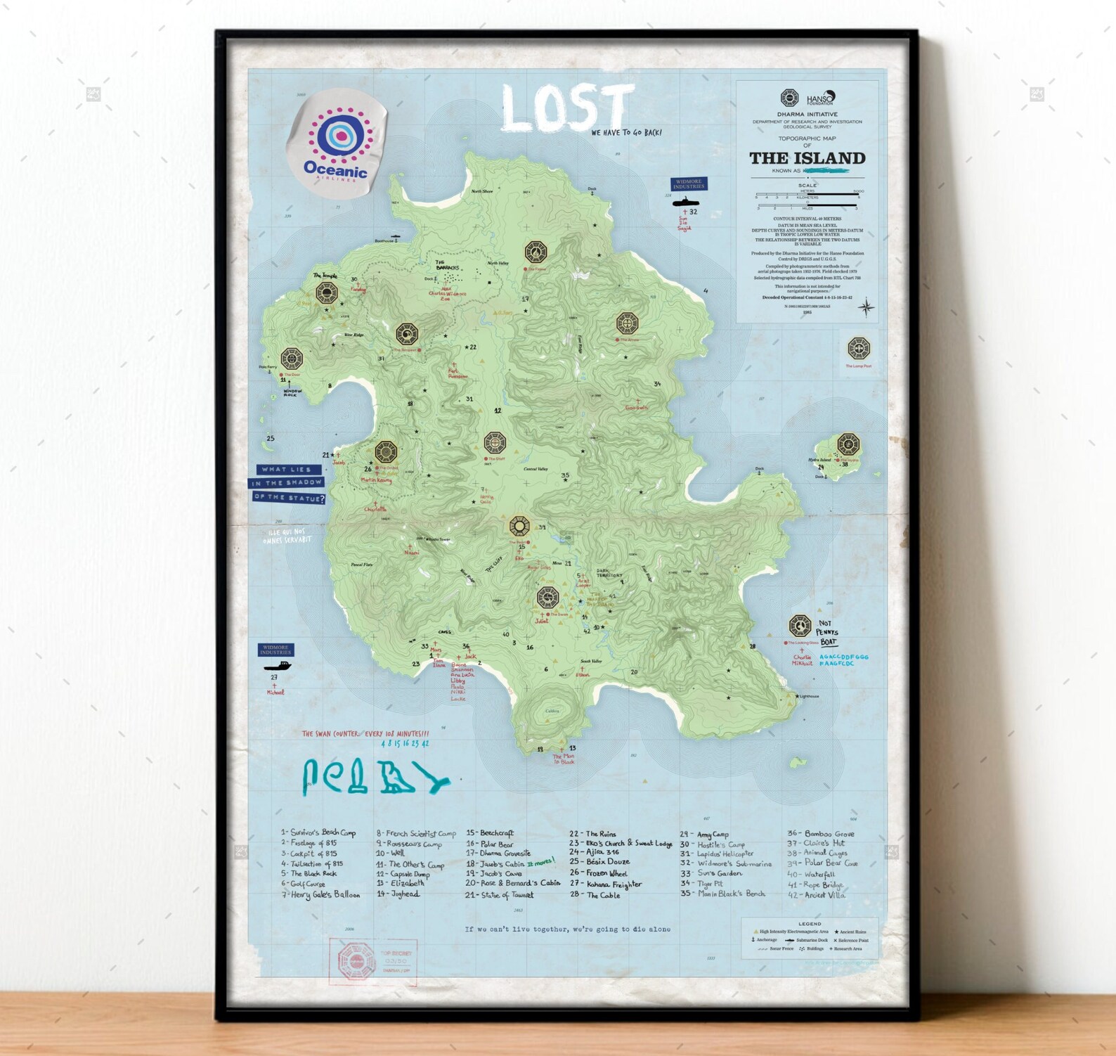 Lost Island Map Poster dharma Initiative Printlost TV Series - Etsy
