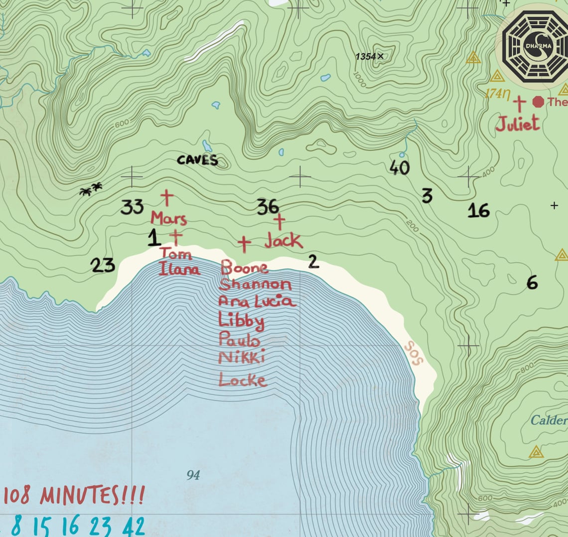 Lost Island Map Poster dharma Initiative Printlost TV Series - Etsy
