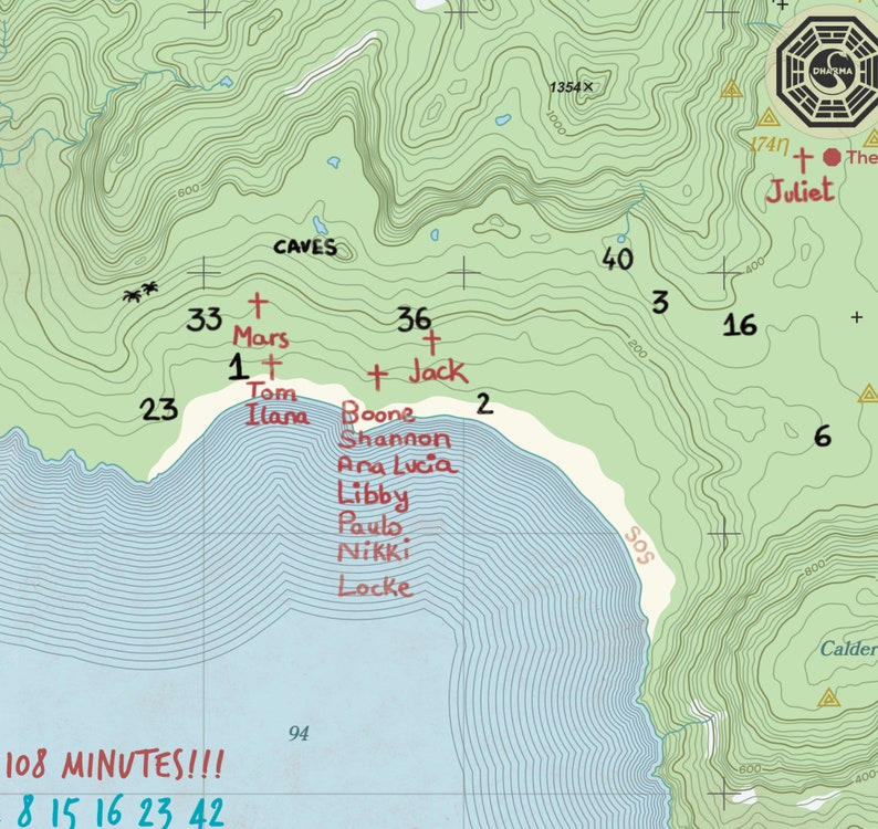 Lost Island Map Poster dharma Initiative Printlost TV Series - Etsy