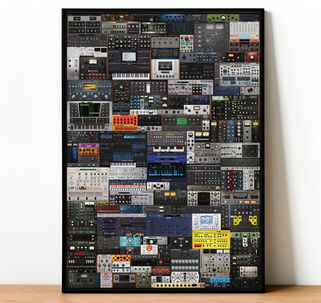 Synth Collection Rack Poster, Instruments Electronic Music, Moog Poster ...