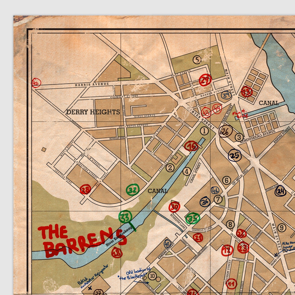 Losers Club Derry Map Poster Print Stephen King It wall Art - Etsy España