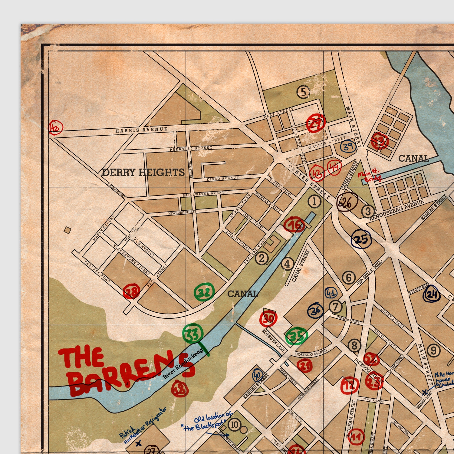 Losers Club Derry Map Poster Print Stephen King It Wall Art - Etsy Norway