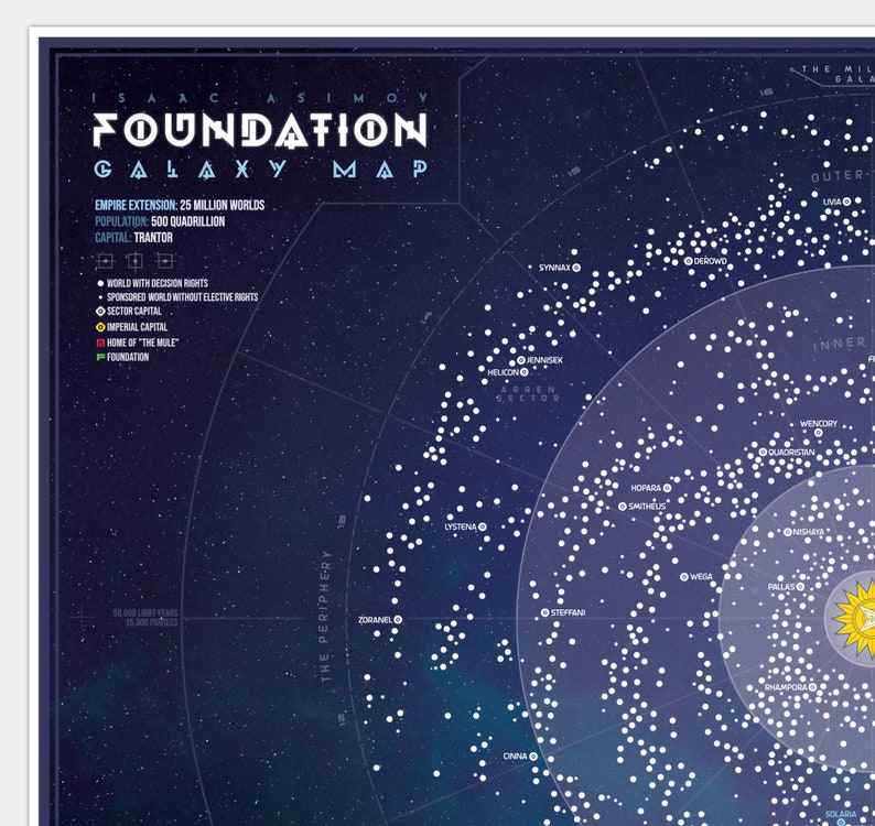 Isaac Asimov Foundation Galaxy Map Poster, the Foundation Series ...