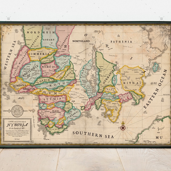 Map of the Hyborian Age of Conan - Etsy