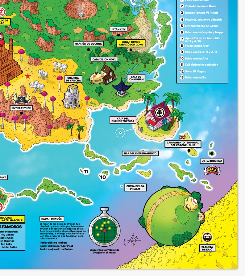 Dragon Ball Z Poster A1 A2 DBZ map Son Goku Wall art Dragon | Etsy