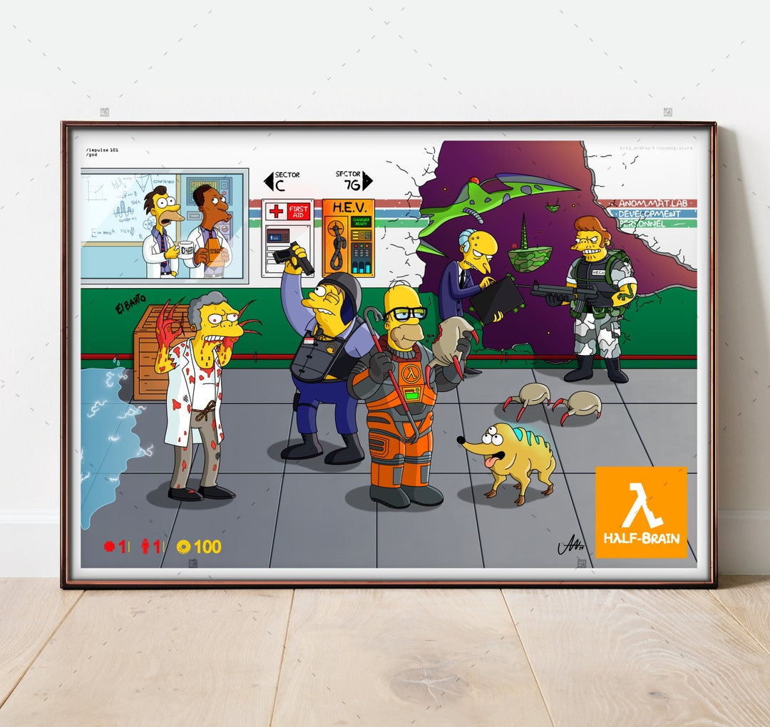 Half-brain Print A2 SIZE, the Simpsons Poster Half-life, Wall Art ...