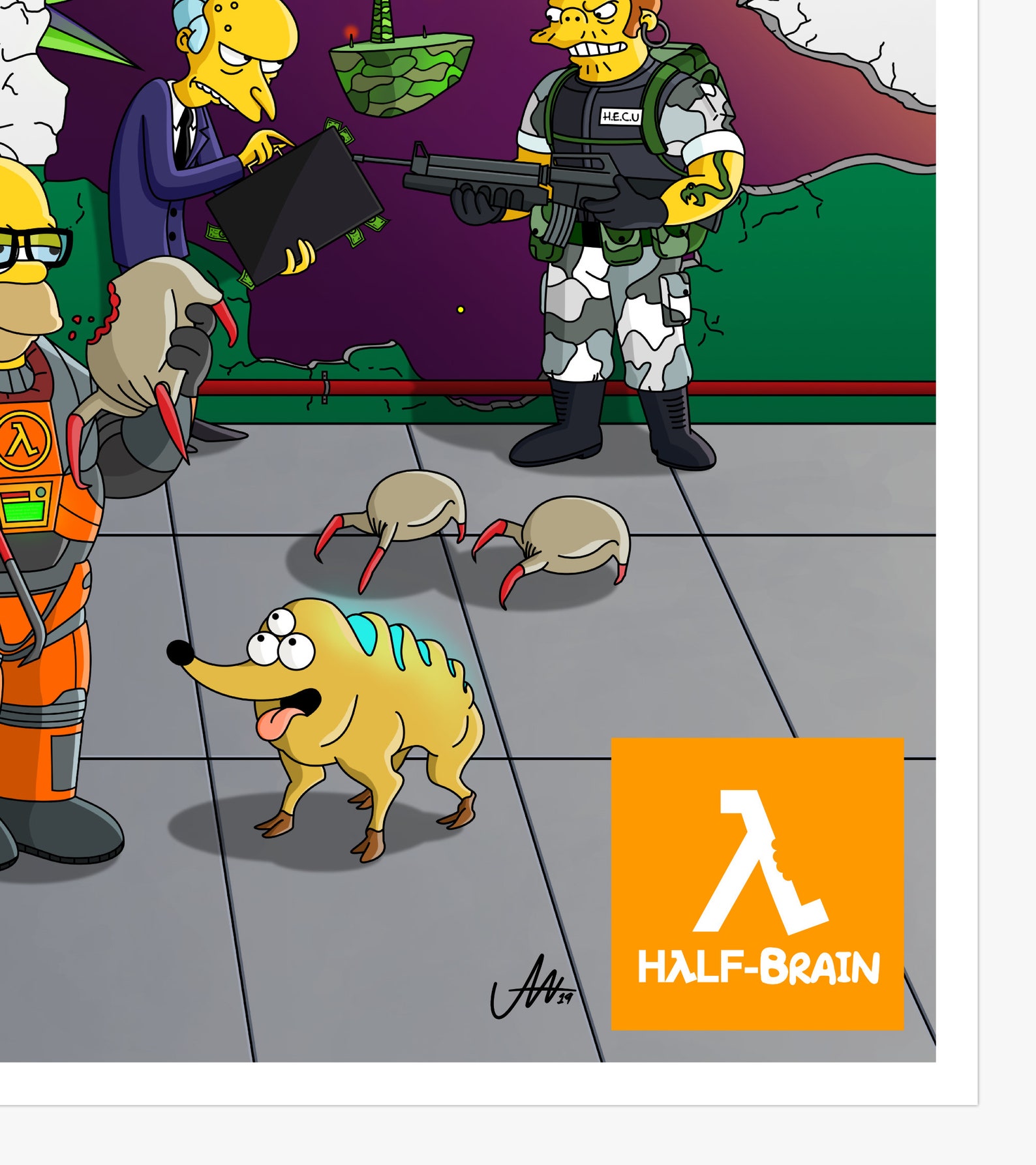 Half-brain Print A2 SIZE the Simpsons Poster Half-life Wall - Etsy