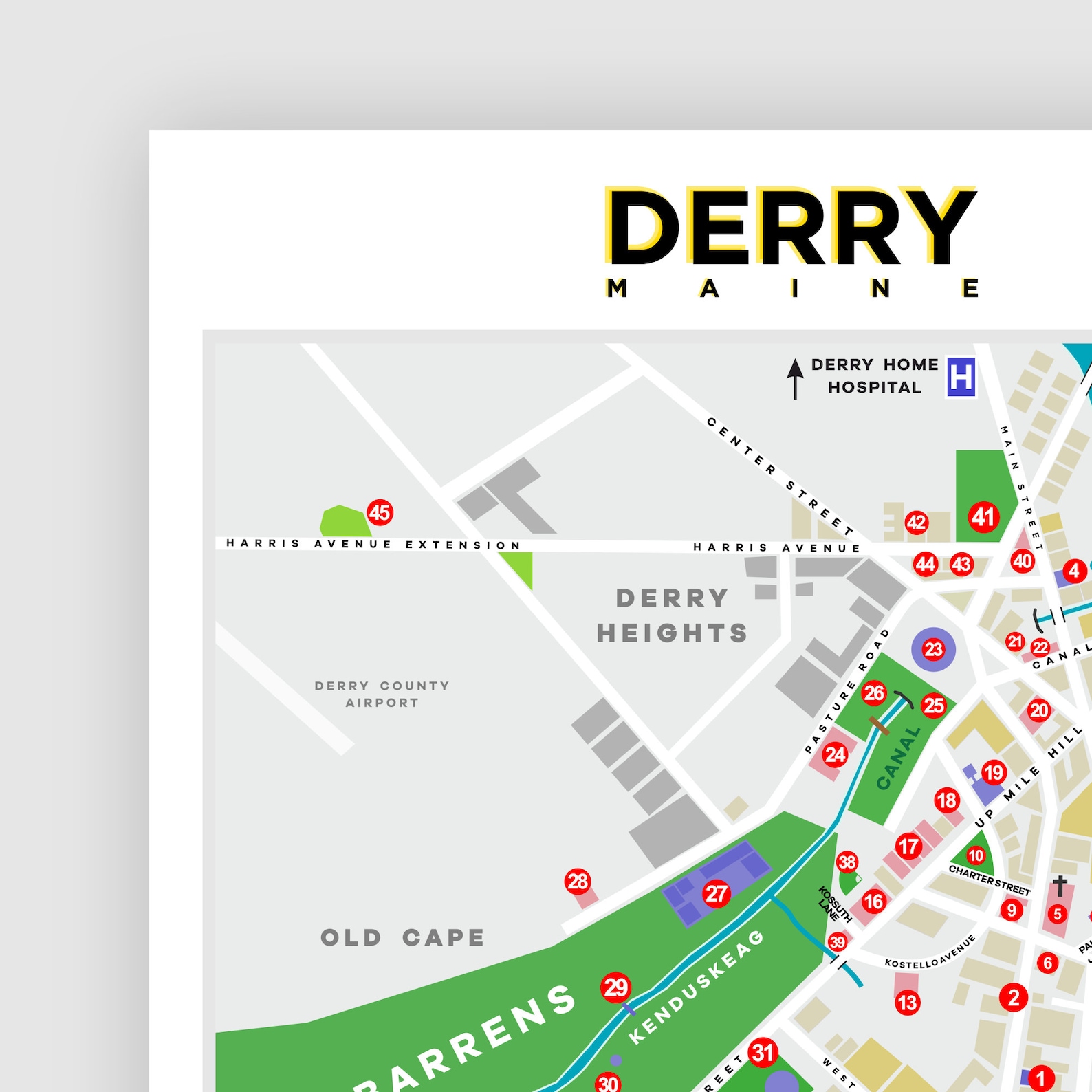 Derry Maine It Map Print Stephen King It Wall Art Print - Etsy