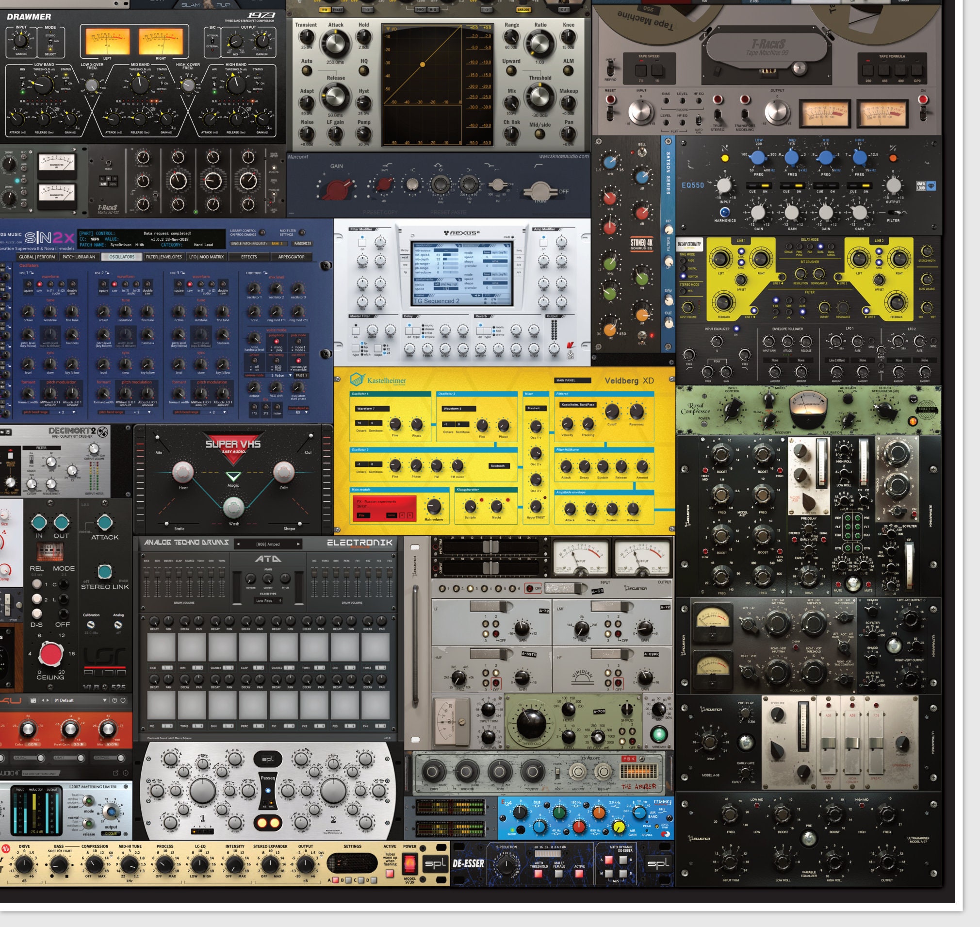 Synth Collection Rack Poster, Instruments Electronic Music, Moog Poster ...