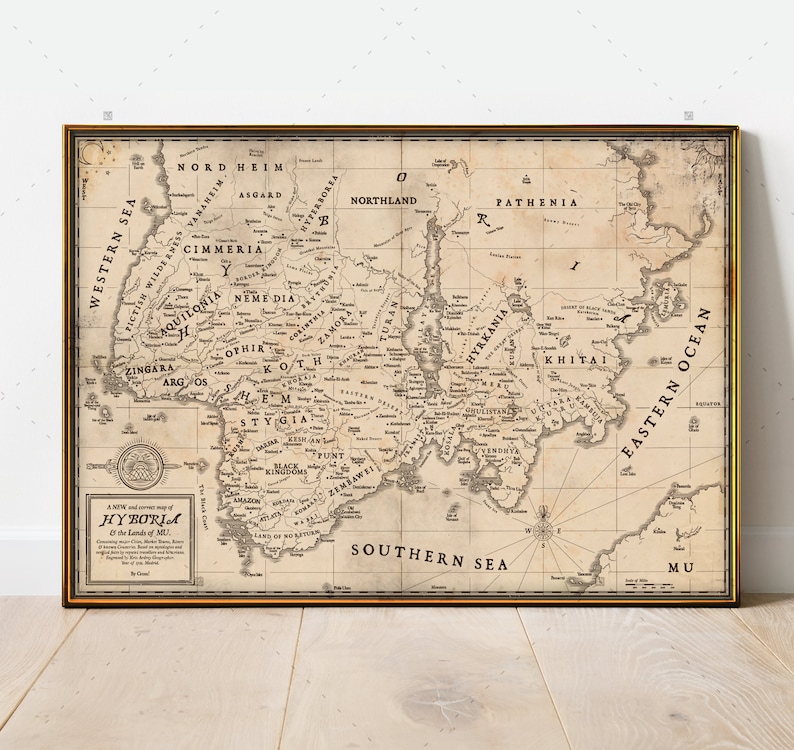 Hyboria Map Huge Poster, Conan the Barbarian Print, Cimmerian Map, Age ...