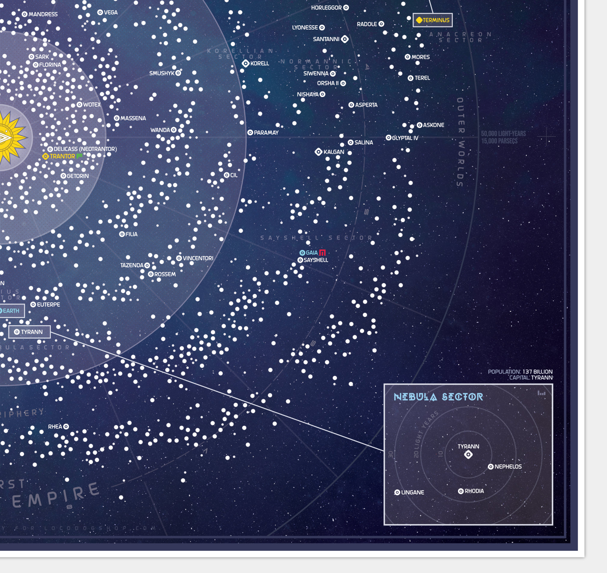 Isaac Asimov Foundation Galaxy Map Poster, the Foundation Series ...