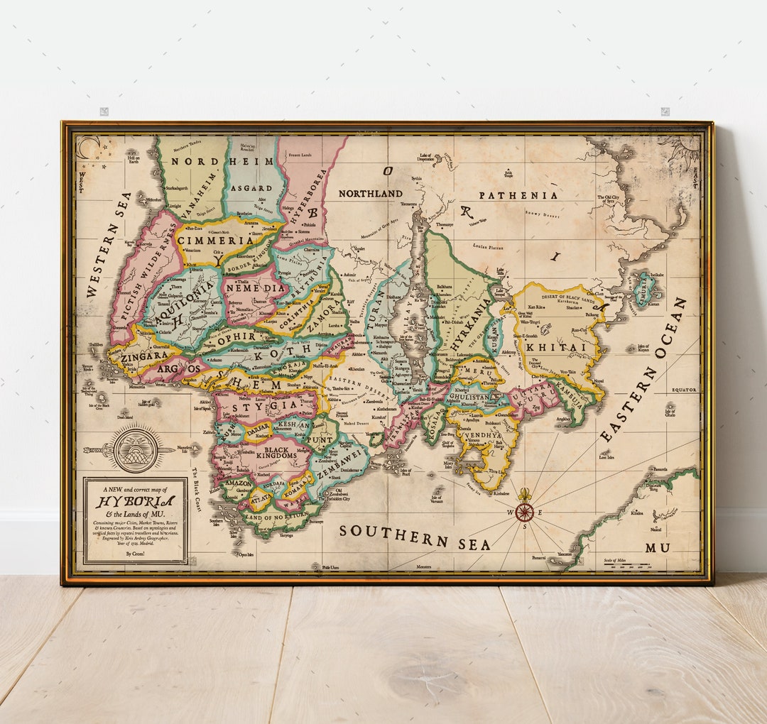 Hyboria Map Huge Poster, Conan the Barbarian Print, Cimmerian Map, Age ...