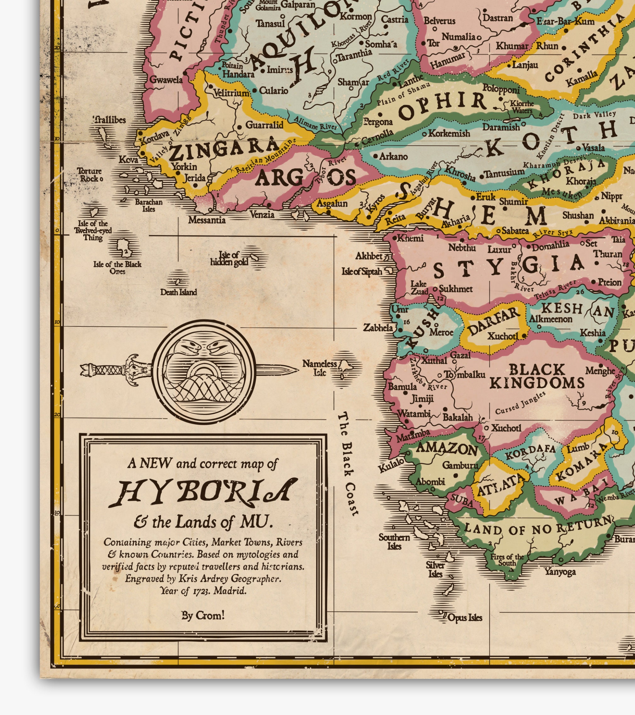 Hyboria Map Huge Poster Conan the Barbarian Print Cimmerian - Etsy ...