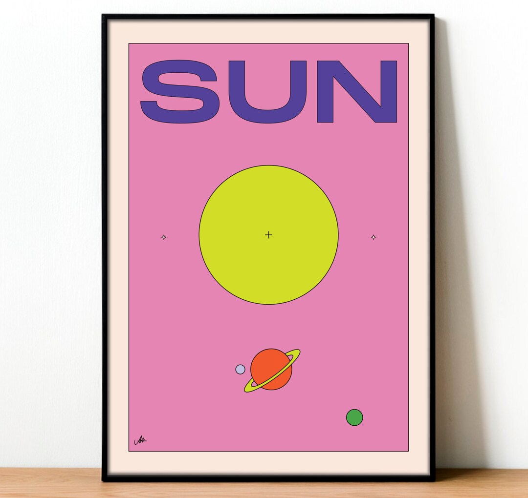 Sun Poster, Abstract Solar System Wall Art, Colorful Infographics ...