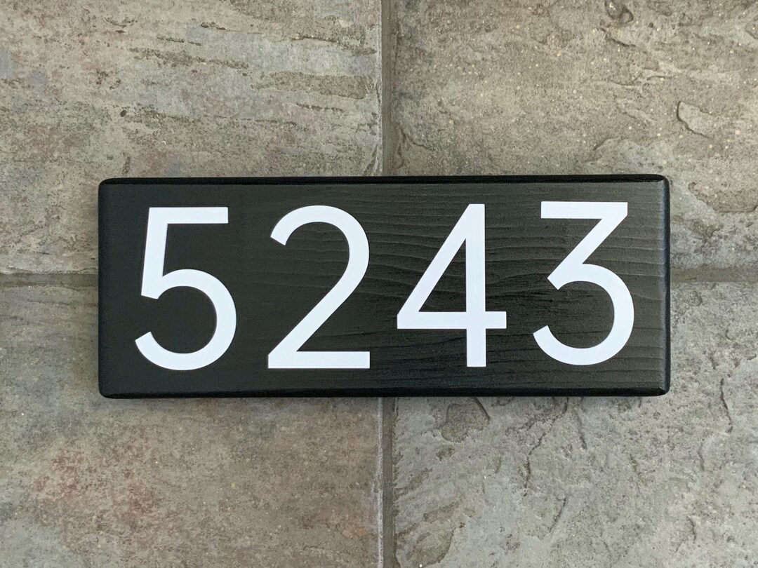 Modern House Number Sign: Black Wood With White Acrylic Numbers - Etsy