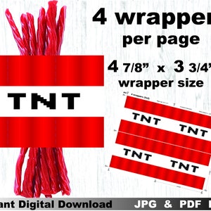 TNT Wrapper Labels 02 for Candy & Licorice 4 wrappers 2x2 | Etsy