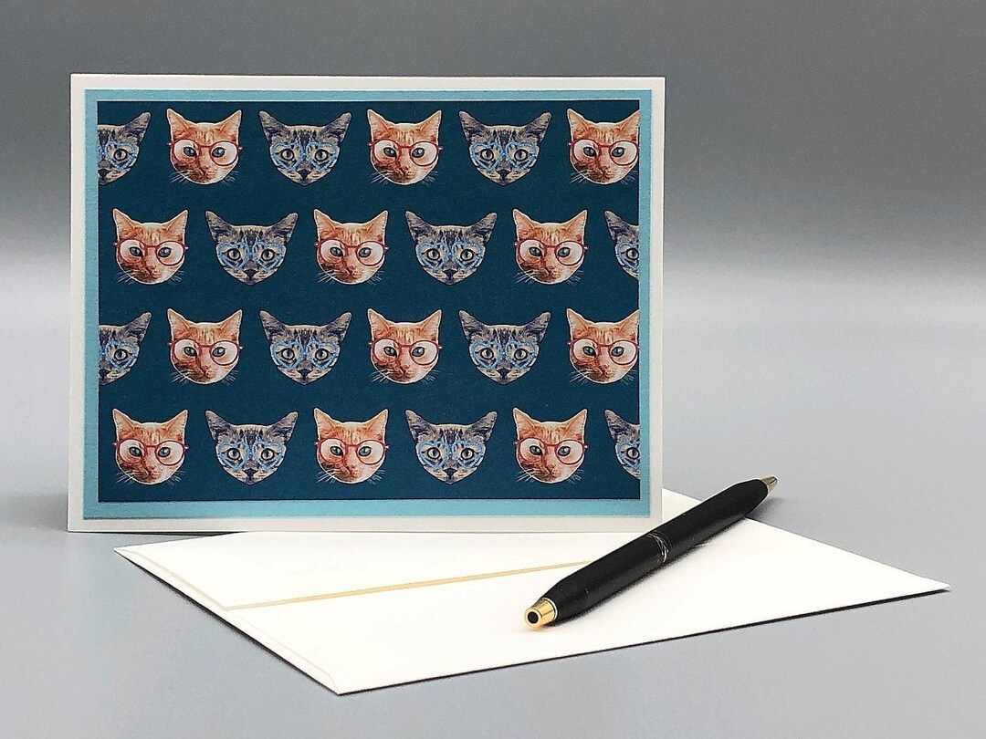 Cat Note Card Set (6 Ct), Cats in Glasses, Blank All Occasion Cards ...