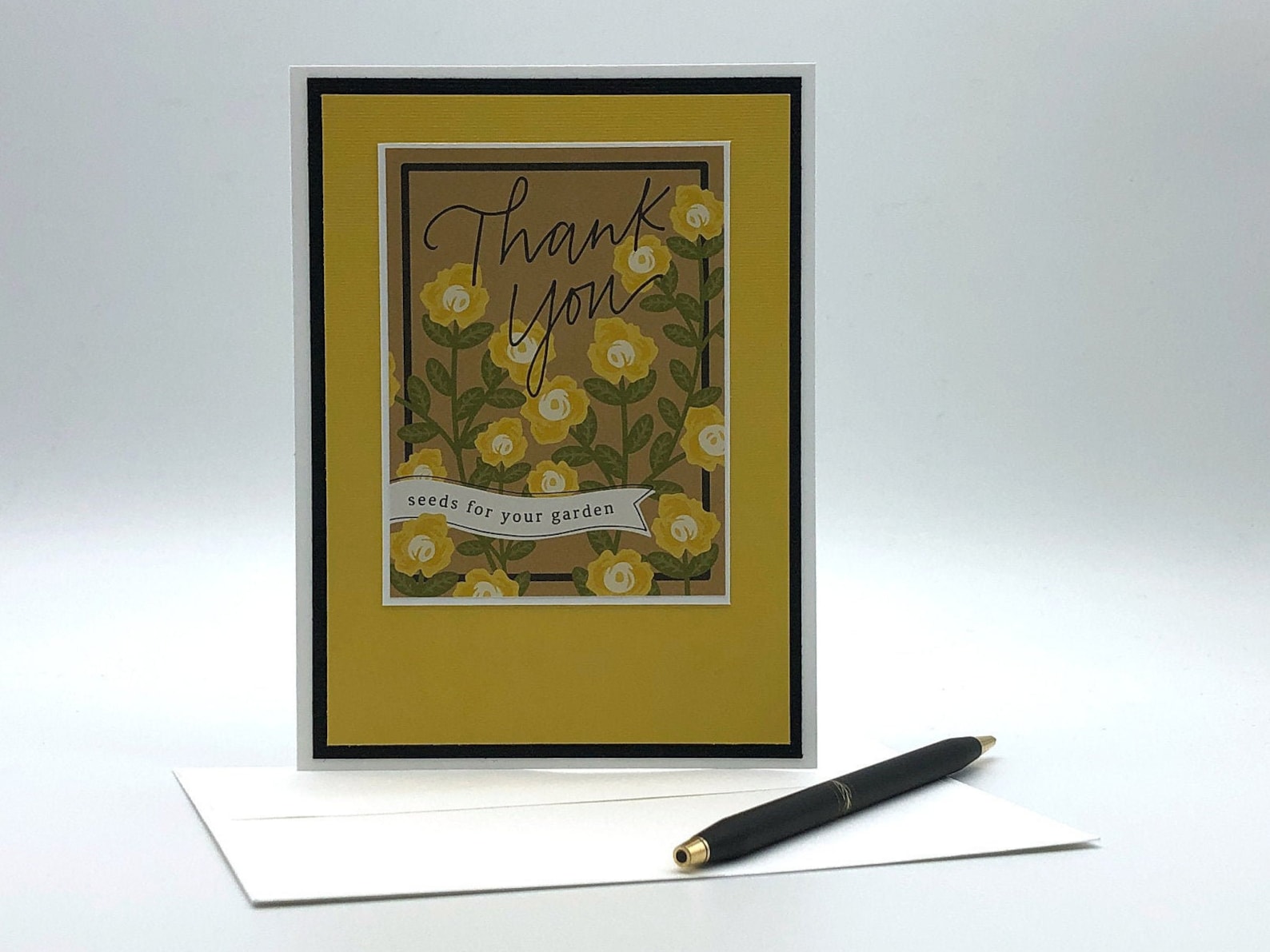 Thank You Card, Mustard Yellow Floral Card, Blank Inside - Etsy