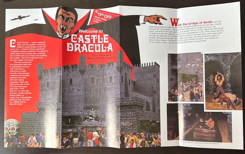 Castle Dracula Brochure, Wildwood NJ, 10 Photographs of the Dark Ride ...
