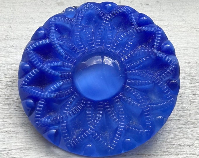 Blue Floral Glass Button - Etsy