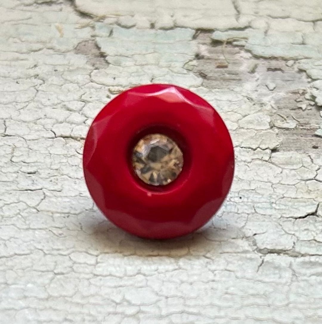 9 Red Rhinestone Buttons - Etsy