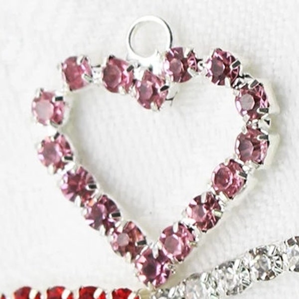Rhinestone Heart Charm - Etsy