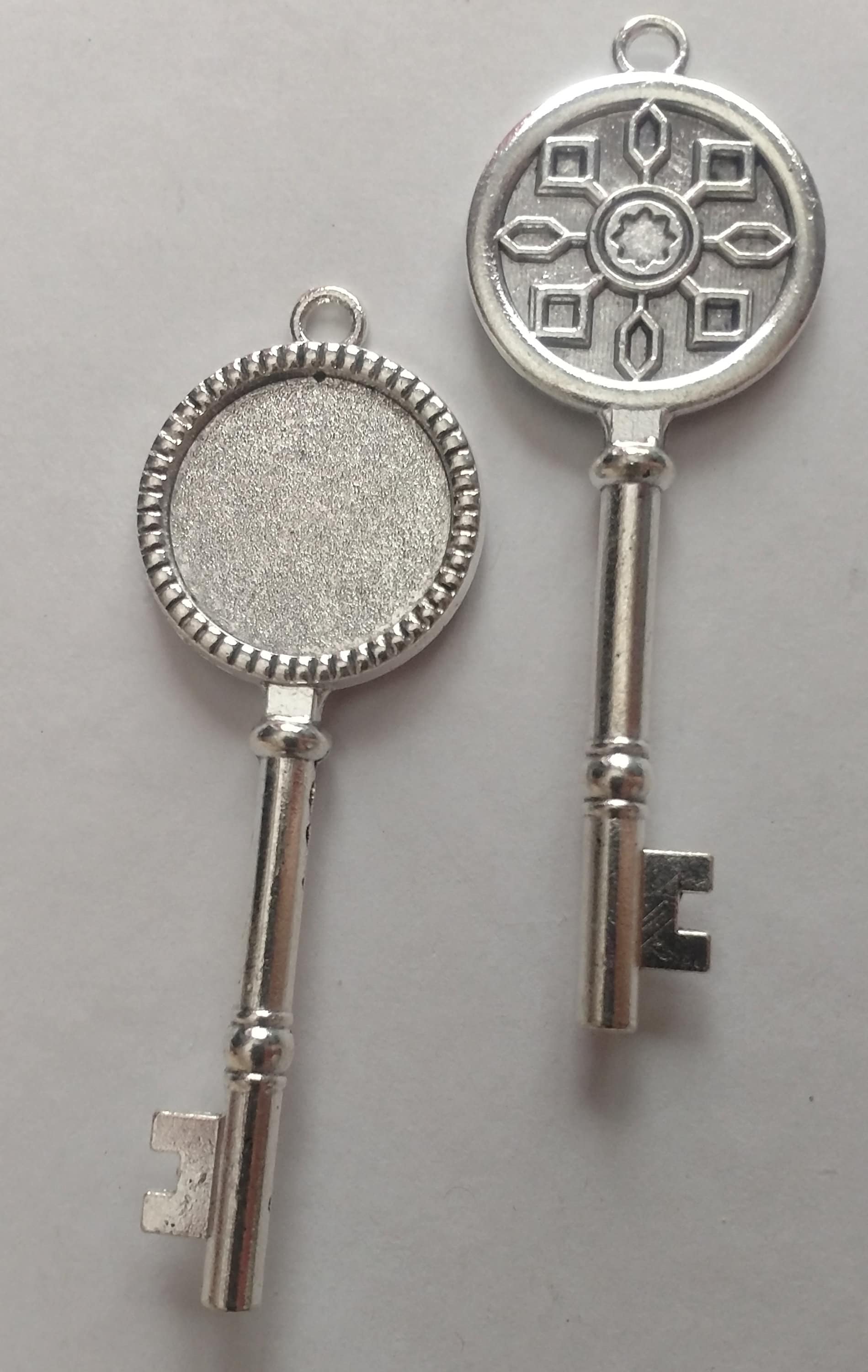 Set of 2 Silver Metal Flower Key 20MM Inner Size Cabochon | Etsy