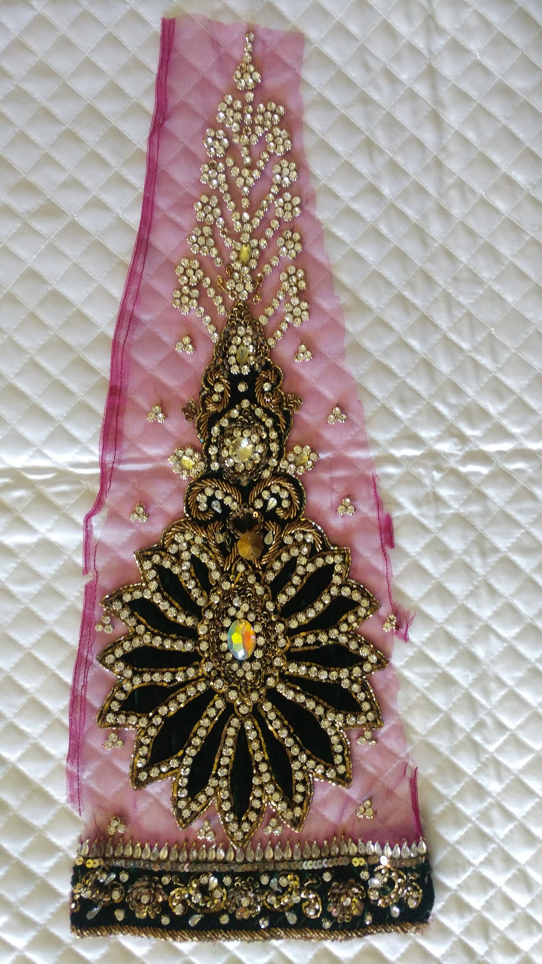 Large Beaded & Rhinestone Sari Applique - Etsy