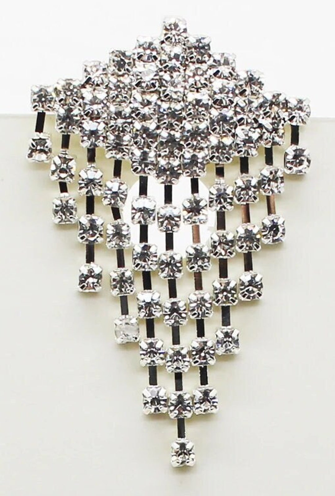 Diamond Shape Rhinestone Dangle Brooch - Etsy