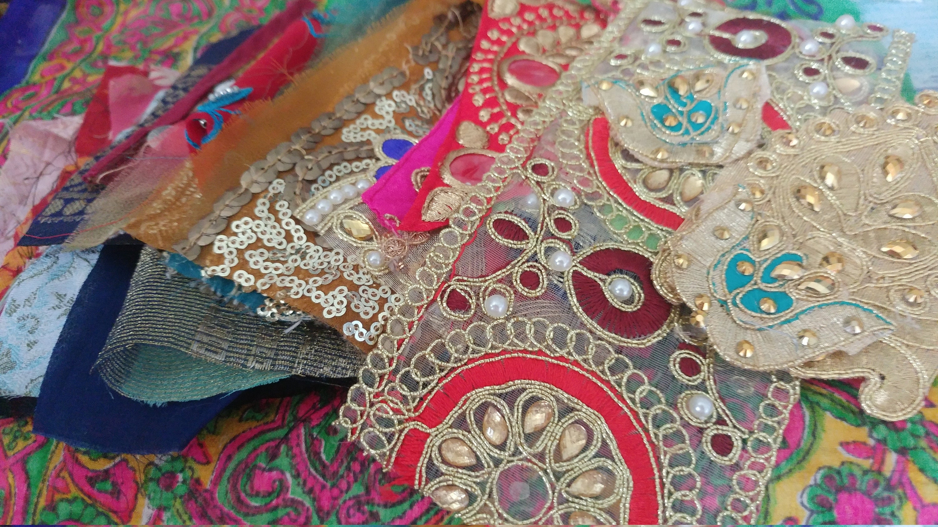 Beaded & Silk Sari Bundle 25 Pieces - Etsy