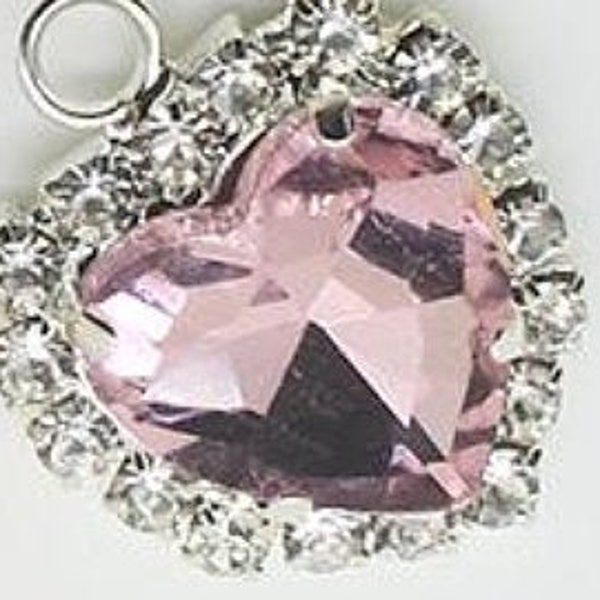 Rhinestone Heart Charm - Etsy