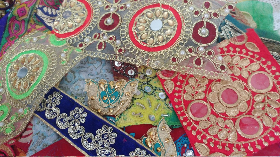 Beaded & Silk Sari Bundle 25 Pieces - Etsy