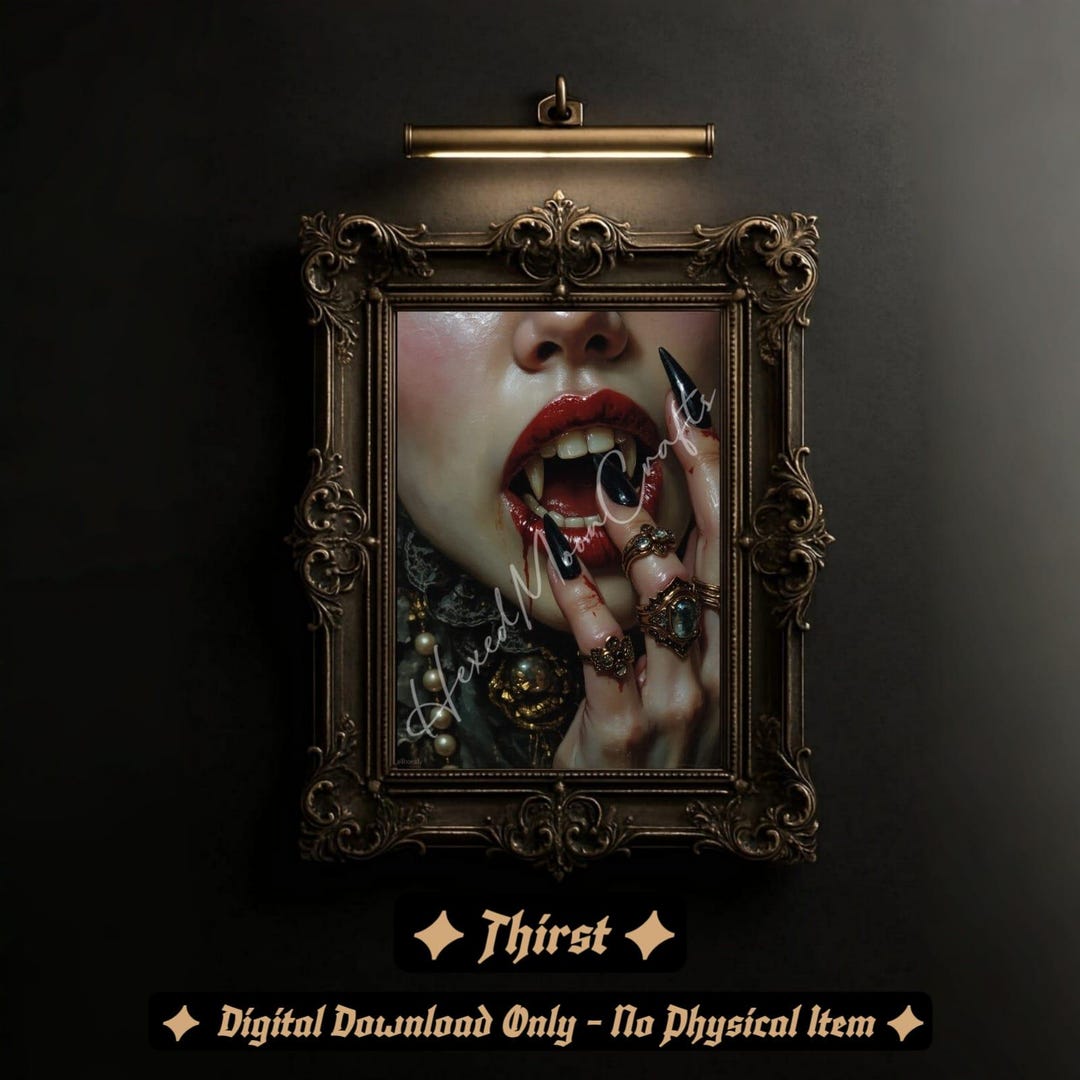 Thirst – Gothic Vampire Art Print, Dark Baroque Wall Decor, Dark ...