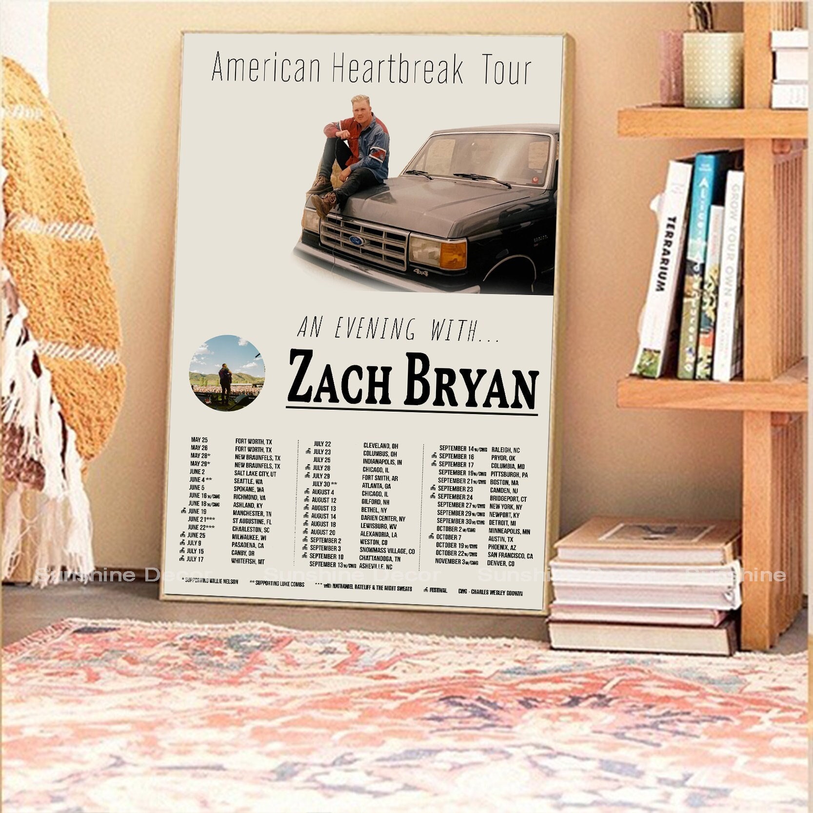 Zach Bryan American Heartbreak Tour Poster