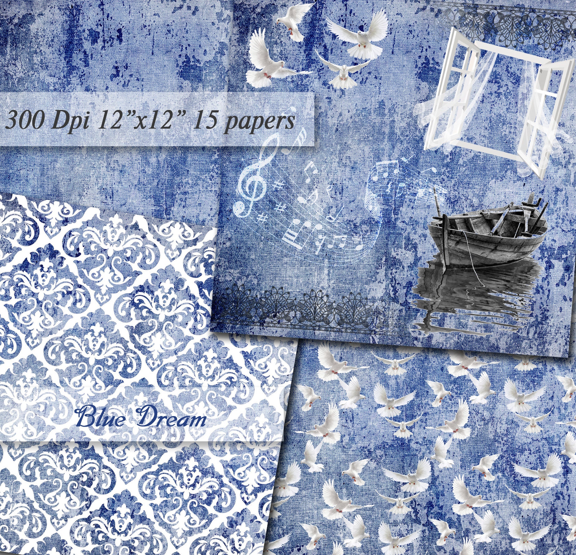 Blue Dream Digital Papers Scrapbooking Blue Paper Digital Background ...
