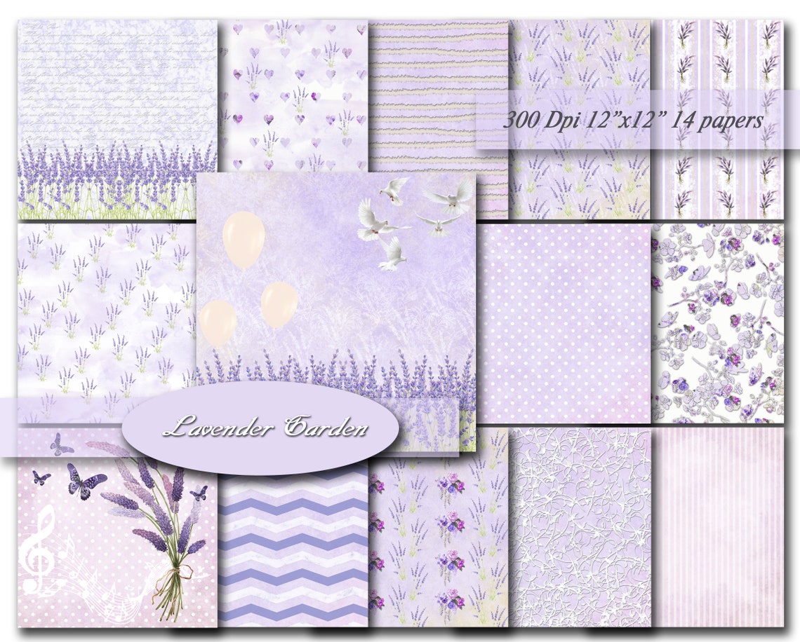 Lavender Digital Papers Scrapbooking Lavender Garden Lila - Etsy