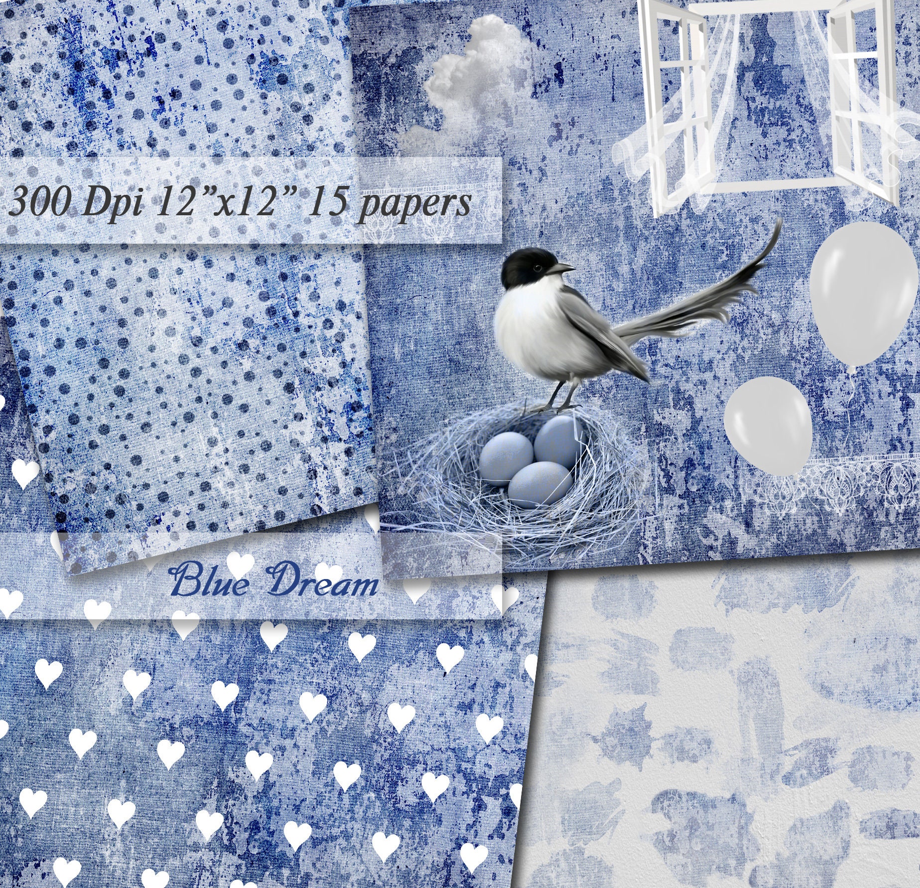Blue Dream Digital Papers Scrapbooking Blue Paper Digital Background ...