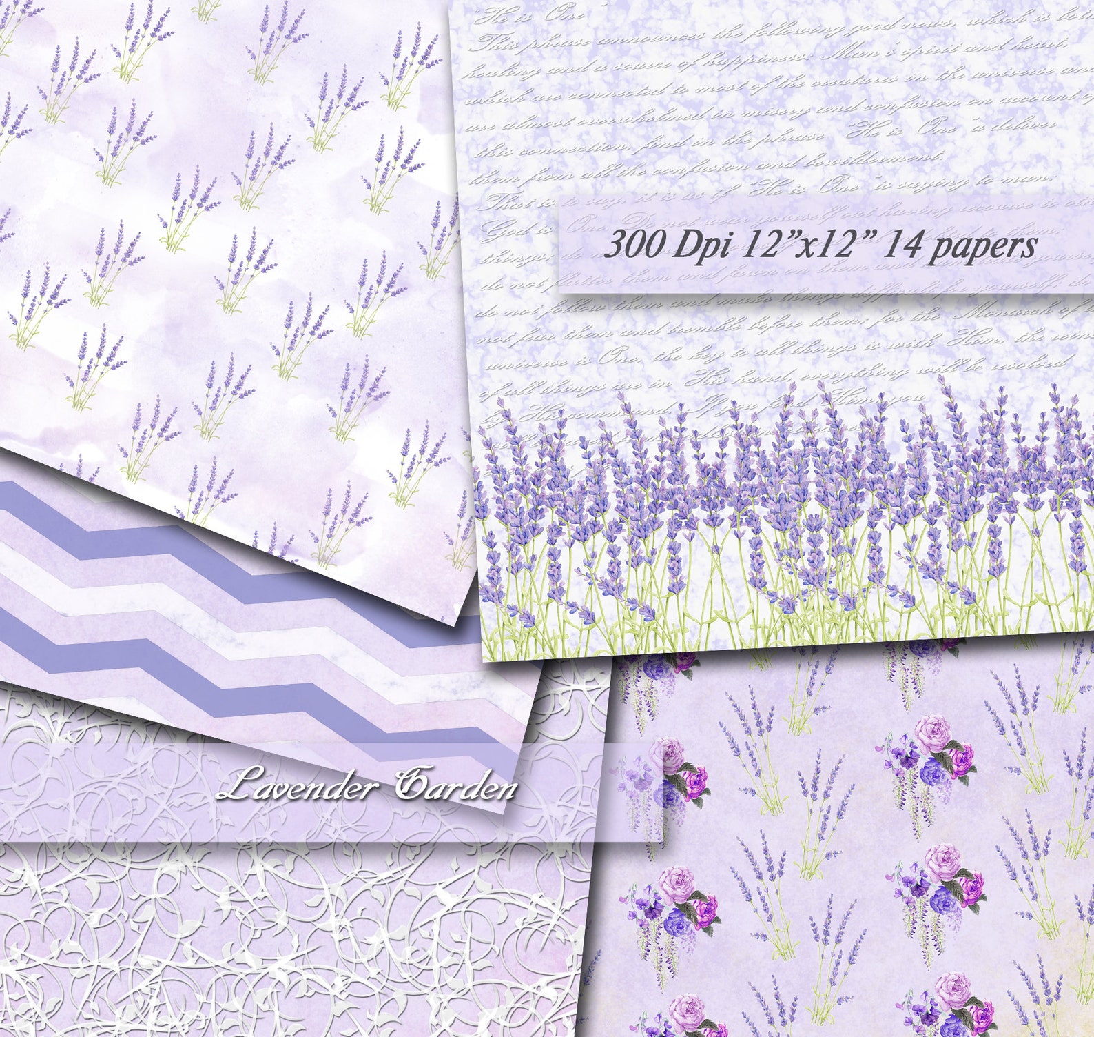 Lavender Digital Papers Scrapbooking Lavender Garden Lila - Etsy