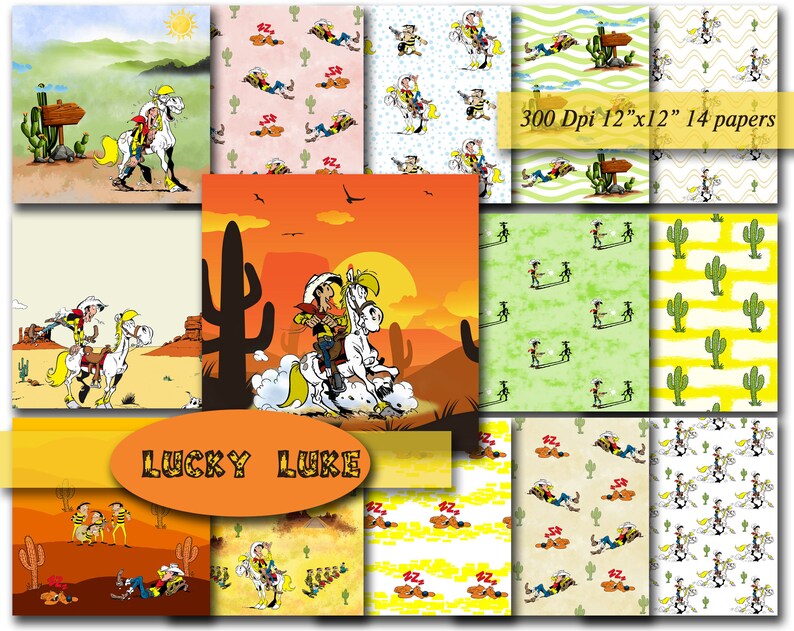 Lucky Luke Redkit Digital Papers Scrapbooking Digital Paper - Etsy ...