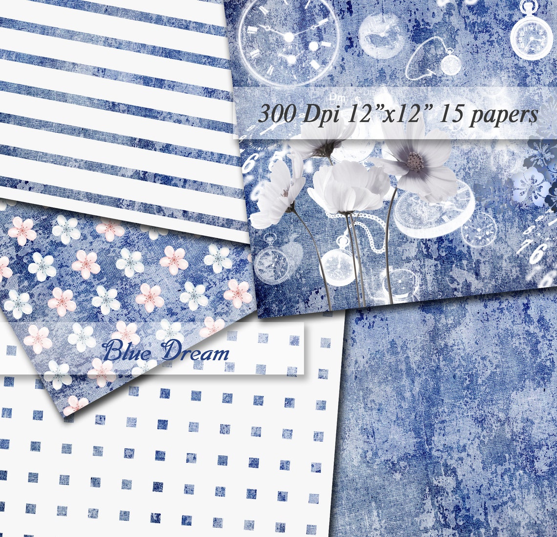Blue Dream Digital Papers Scrapbooking Blue Paper Digital Background ...